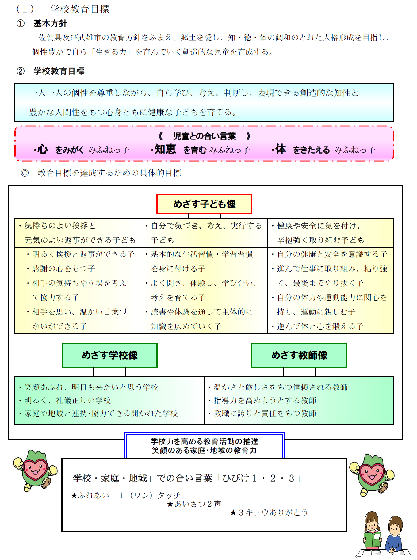 教育目標 武雄市立御船が丘小学校